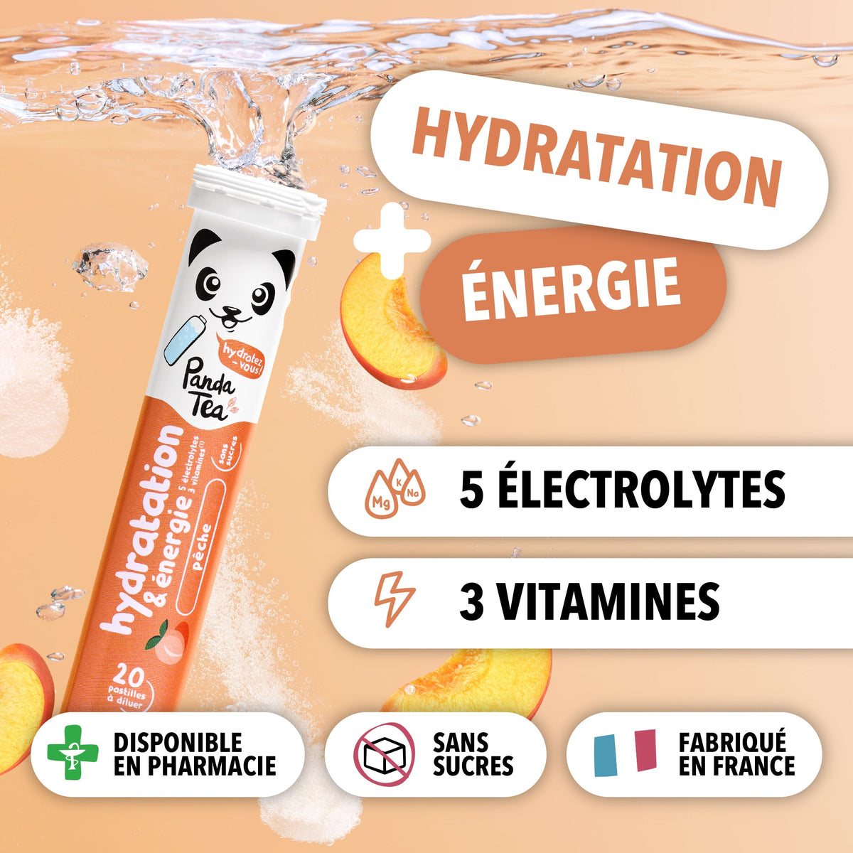 Pastilles Hydratation - Solution d'hydratation aux électrolytes - Panda Tea